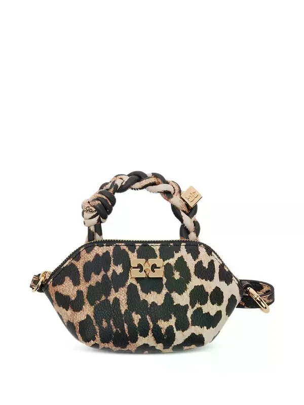 GANNI Leopard Grained Nano Bou Bag - Brown