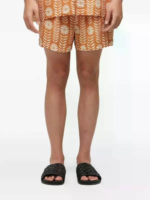 OSKLEN Floral-pattern Drawstring Shorts - Orange