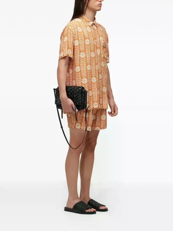 OSKLEN Floral-pattern Drawstring Shorts - Orange