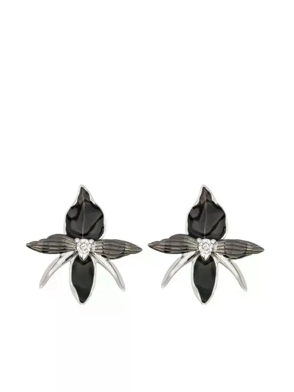 SHAUN LEANE Black Orchid Diamond Earrings - Silver