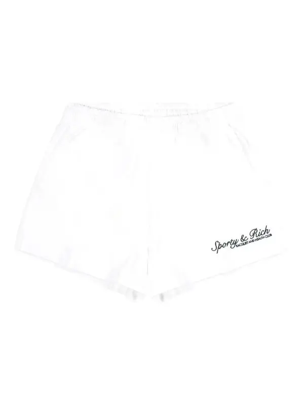 SPORTY & RICH Elasticated Shorts With Logo - White