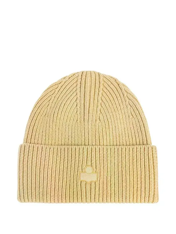 Isabel Marant Logo Ribbed Beanie - Yellow