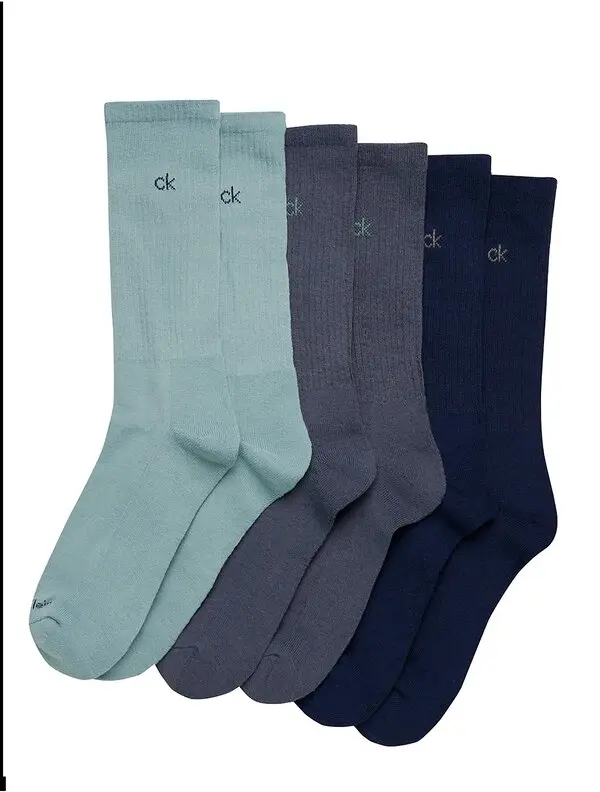 Calvin Klein Basic Cushion Crew Socks 6-pack - Blue Assorted