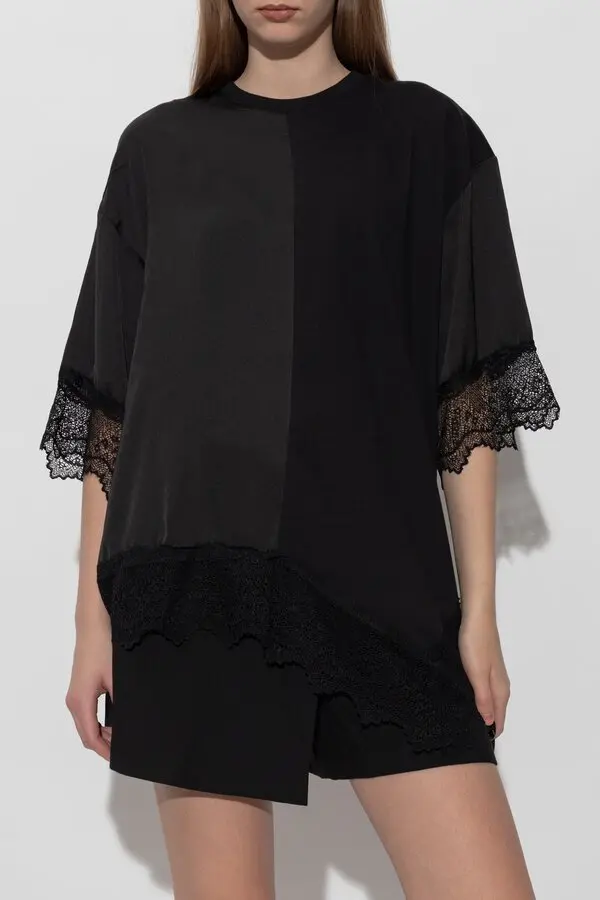 ALLSAINTS T-shirt With Lace Trim - Black
