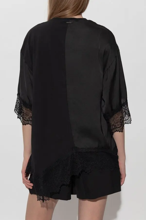 ALLSAINTS T-shirt With Lace Trim - Black