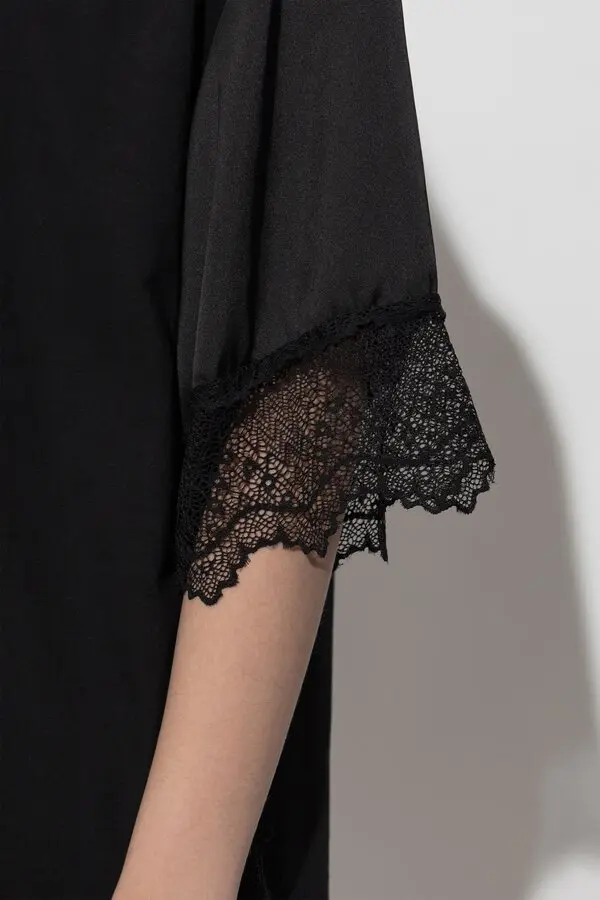 ALLSAINTS T-shirt With Lace Trim - Black