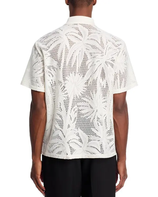 Simkhai Conrad Short Sleeve Mesh Button Front Shirt - Ivory