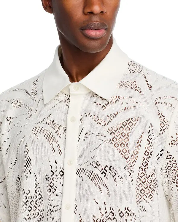Simkhai Conrad Short Sleeve Mesh Button Front Shirt - Ivory