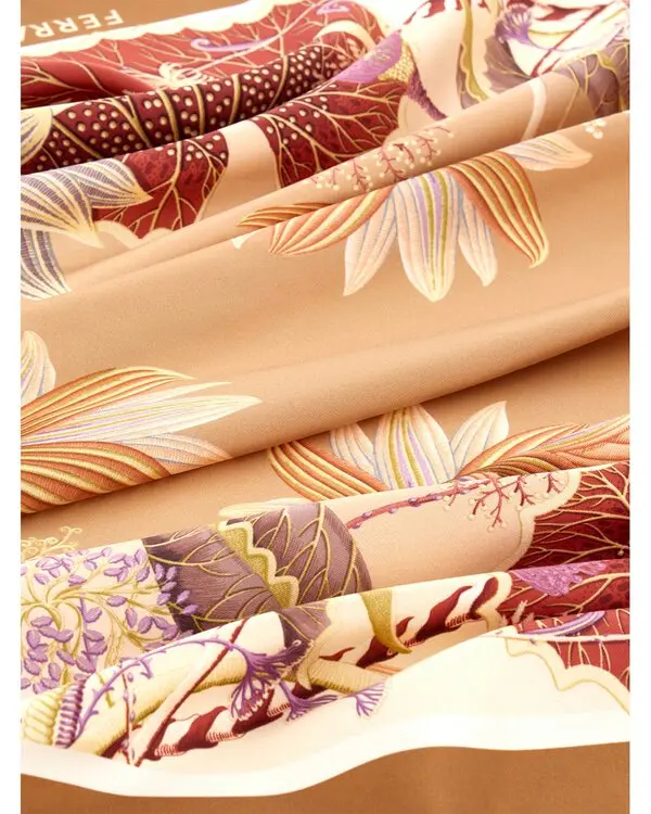 FERRAGAMO Water Lillies Square Silk Scarf
