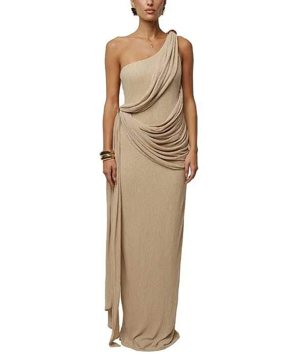 JLUXLABEL One-shoulder Draped Maxi Dress - Beige