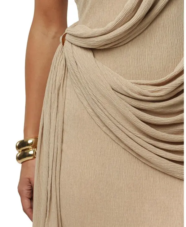 JLUXLABEL One-shoulder Draped Maxi Dress - Beige