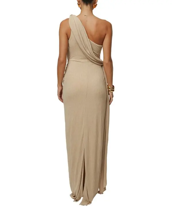 JLUXLABEL One-shoulder Draped Maxi Dress - Beige