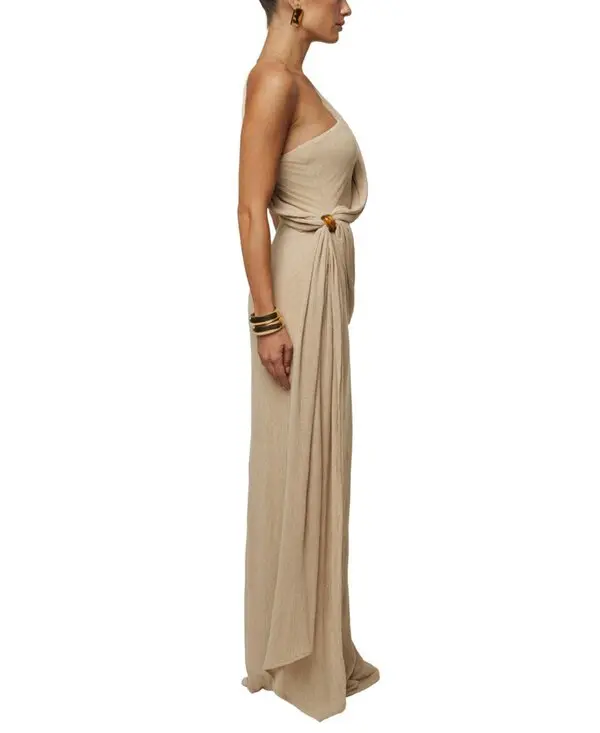 JLUXLABEL One-shoulder Draped Maxi Dress - Beige