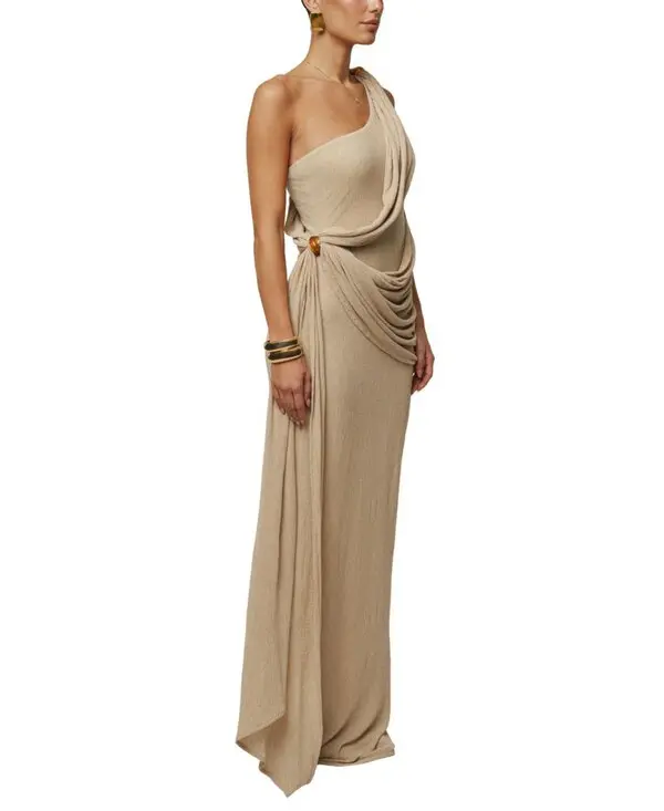 JLUXLABEL One-shoulder Draped Maxi Dress - Beige