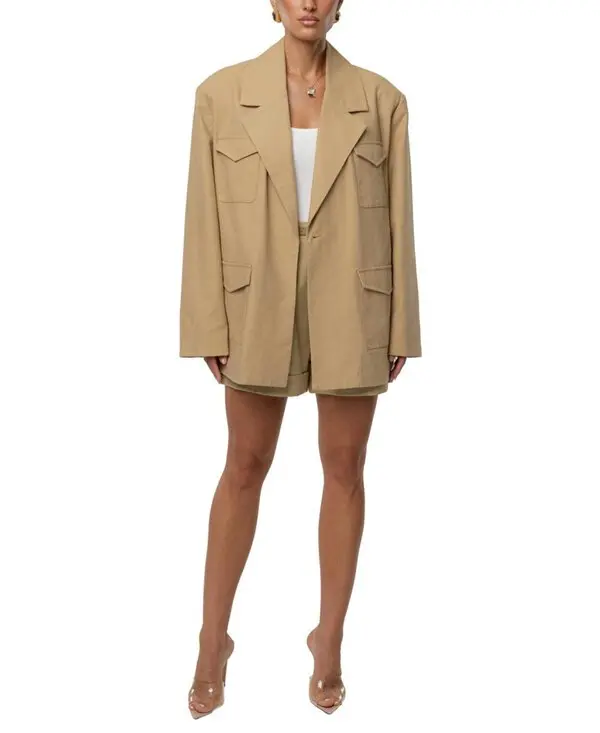 JLUXLABEL Precision Woven Blazer - Beige