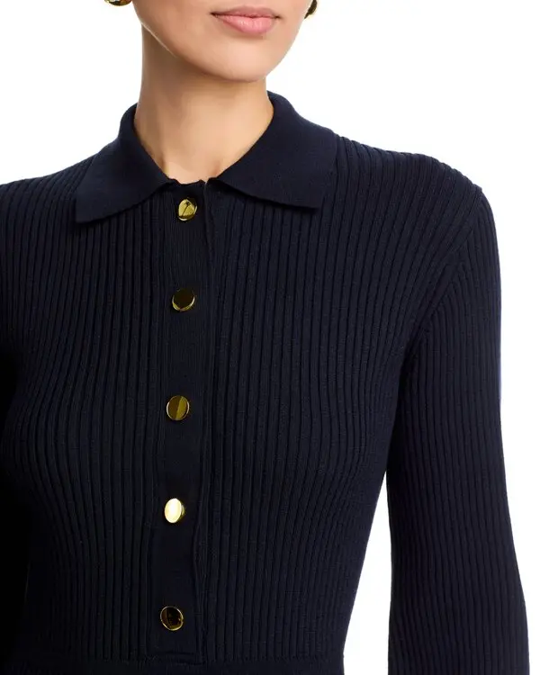 SINGLE THREAD Long Sleeve Sweater Knit Dress - Navy
