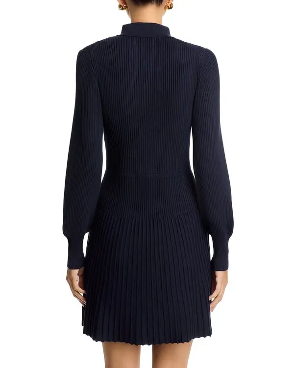SINGLE THREAD Long Sleeve Sweater Knit Dress - Navy