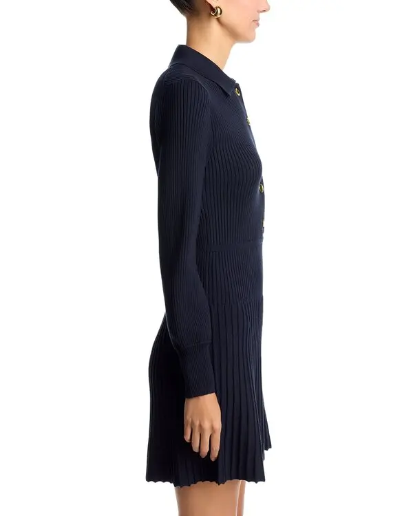 SINGLE THREAD Long Sleeve Sweater Knit Dress - Navy