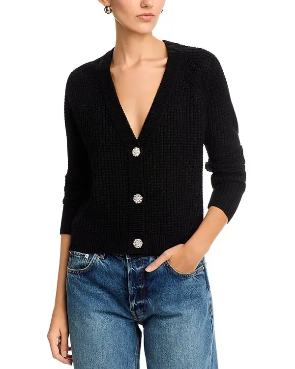 SINGLE THREAD Metallic Knit Cardigan - Black