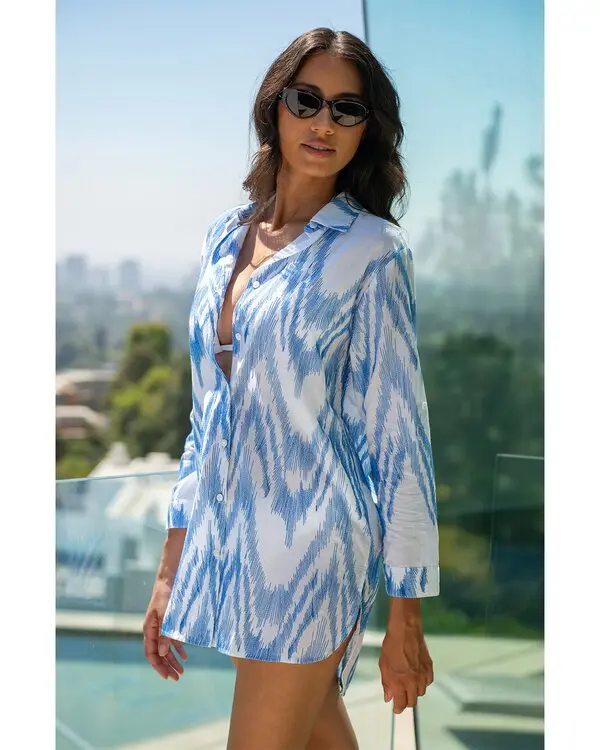 La Blanca Tidal Wave Camp Shirt Swim Cover-up