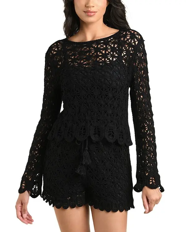 La Blanca Serenity Covers Long Sleeve Top Swim Cover-up - Black
