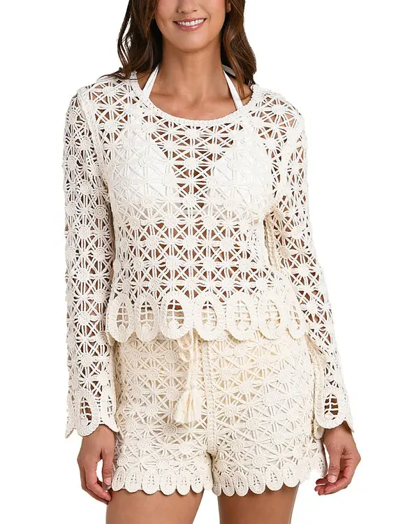 La Blanca Serenity Covers Long Sleeve Top Swim Cover-up - Ivory