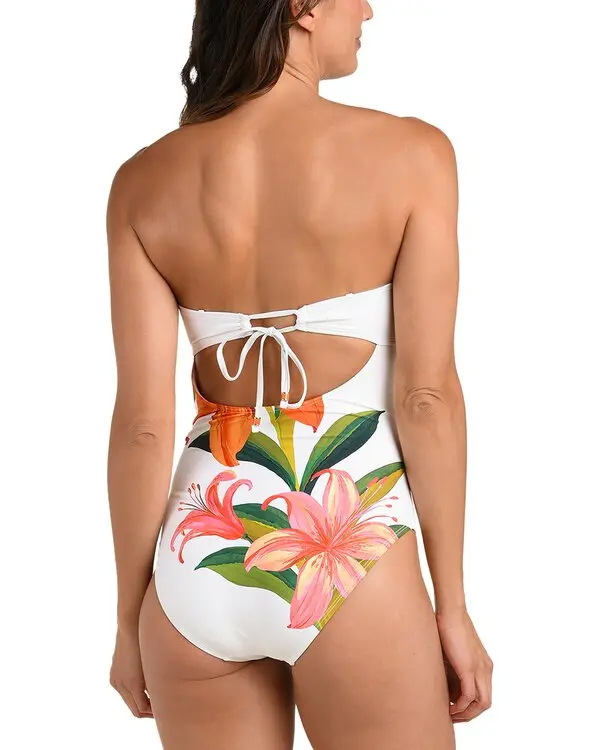 La Blanca Jungle Blossoms Bandeau One Piece Swimsuit