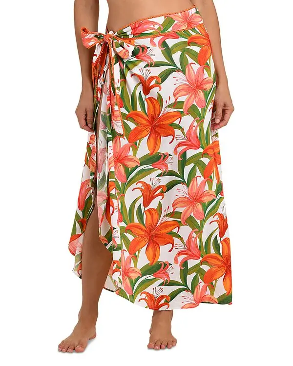 La Blanca Jungle Blossoms Tie Wrap Skirt Swim Cover-up - Multi