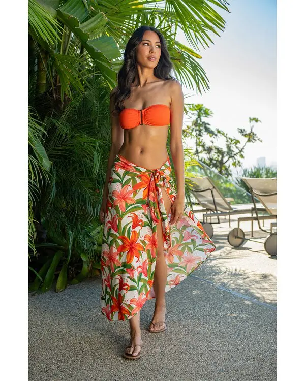 La Blanca Jungle Blossoms Tie Wrap Skirt Swim Cover-up