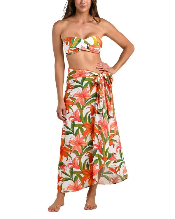 La Blanca Jungle Blossoms Tie Wrap Skirt Swim Cover-up