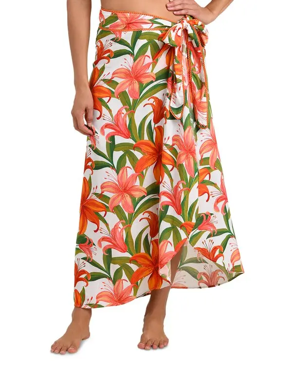 La Blanca Jungle Blossoms Tie Wrap Skirt Swim Cover-up