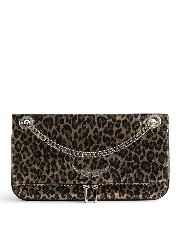Zadig&Voltaire Rock Ii Metallic Leopard Print Leather Clutch
