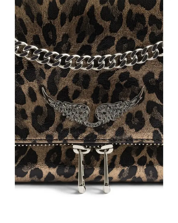 Zadig&Voltaire Rock Ii Metallic Leopard Print Leather Clutch