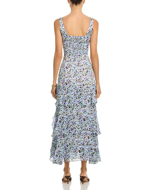 Aqua Sleeveless Floral Maxi Dress