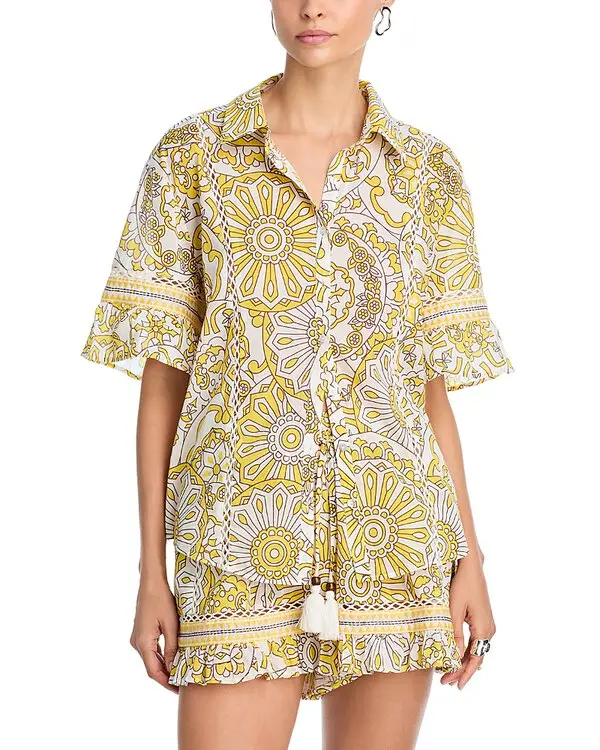 Ramy Brook Violette Swim Cover-up Shirt - Sunglow Combo