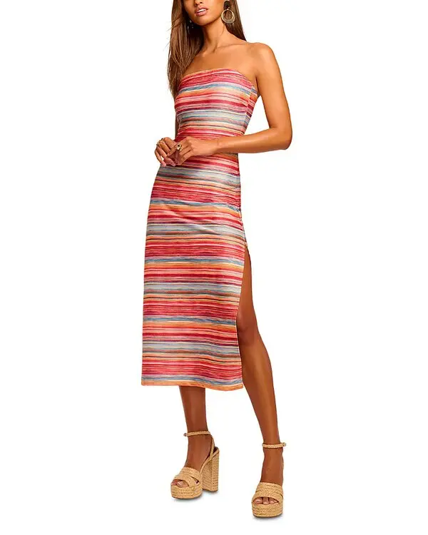Ramy Brook Sunset Nava Swim Cover-up Dress - Vivid Orange Stripe