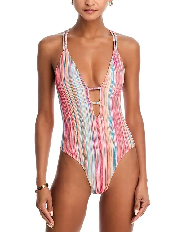 Ramy Brook Marina One Piece Swimsuit - Vivid Orange Stripe