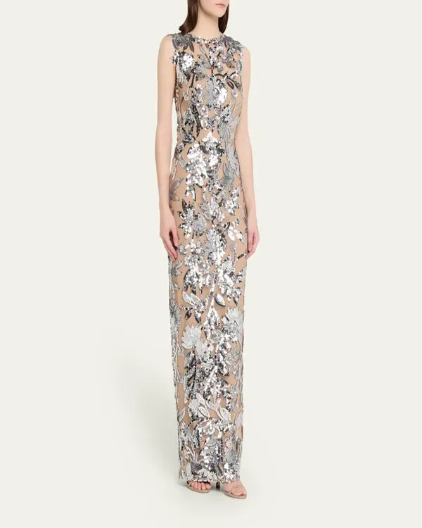 BRONX BANCO Sequin Embellished Maxi Dress