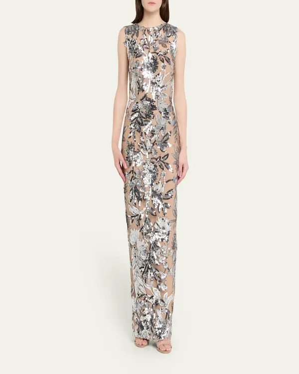 BRONX BANCO Sequin Embellished Maxi Dress