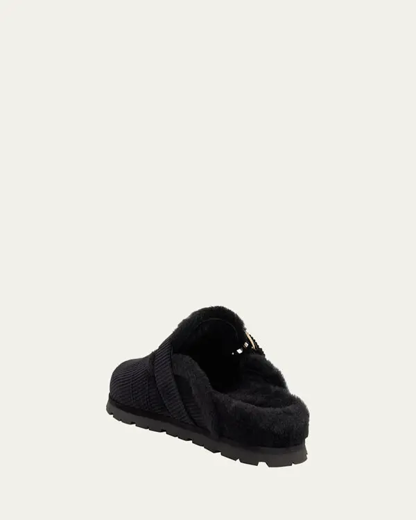 STUART WEITZMAN Chrystie Shearling-lined Corduroy Mules