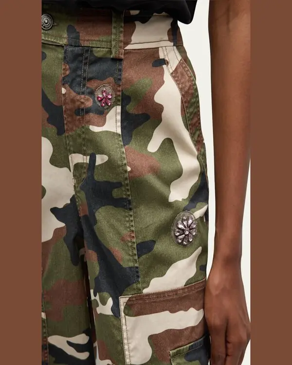Cinq À Sept Love Camo Zola Embellished Twill Pants
