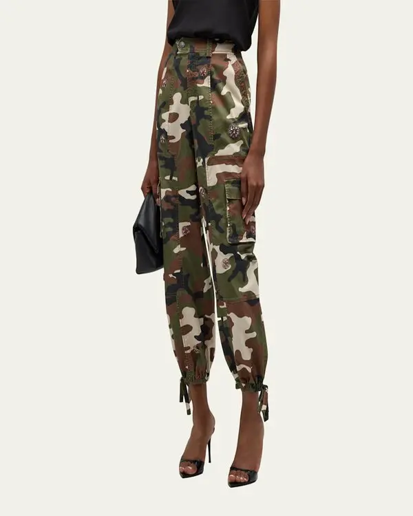 Cinq À Sept Love Camo Zola Embellished Twill Pants