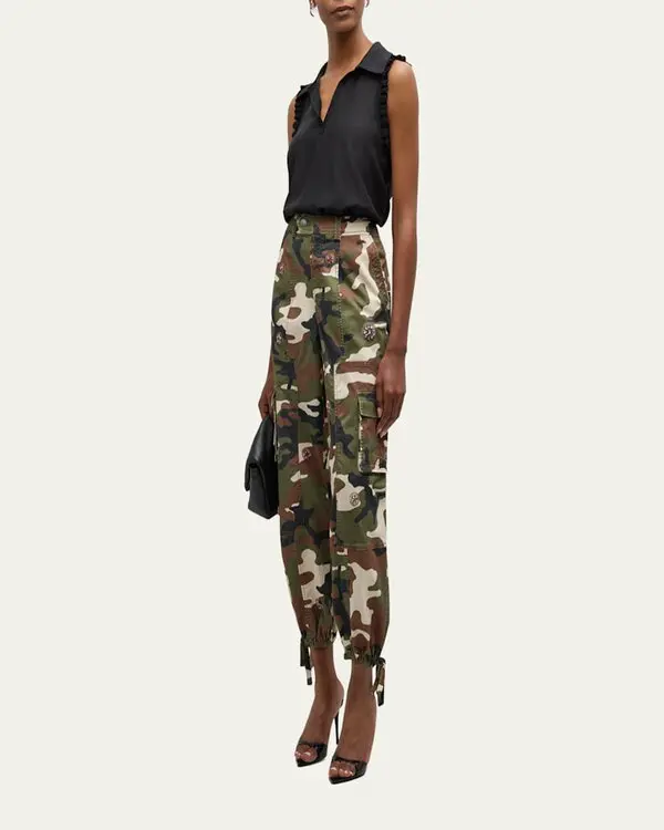 Cinq À Sept Love Camo Zola Embellished Twill Pants