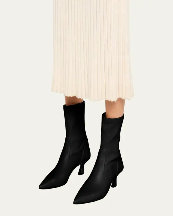 STUART WEITZMAN 50mm Vinnie Stretch Leather Booties - Black