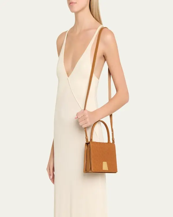 Akris Small Ostrich Leather Top-handle Bag