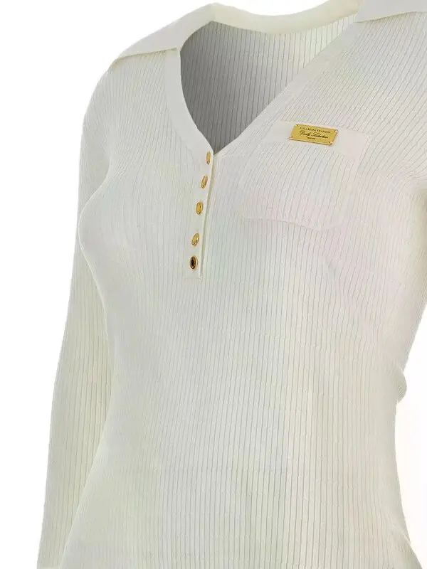 Elisabetta Franchi V-neck Ribbed Polo Shirt
