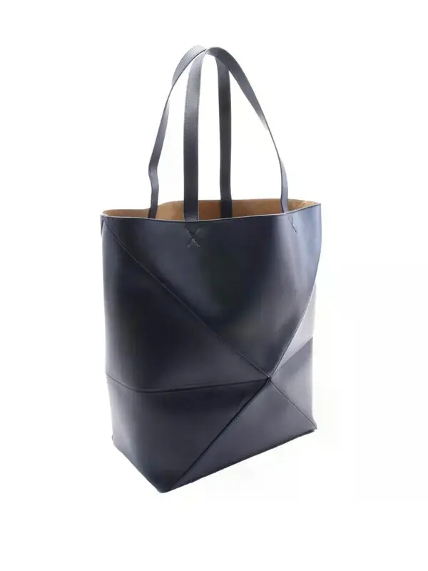Loewe Large Shiny Calfskin Puzzle Fold Tote Bag - Blue