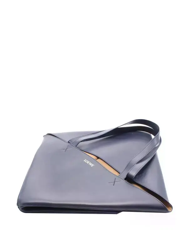 Loewe Large Shiny Calfskin Puzzle Fold Tote Bag - Blue