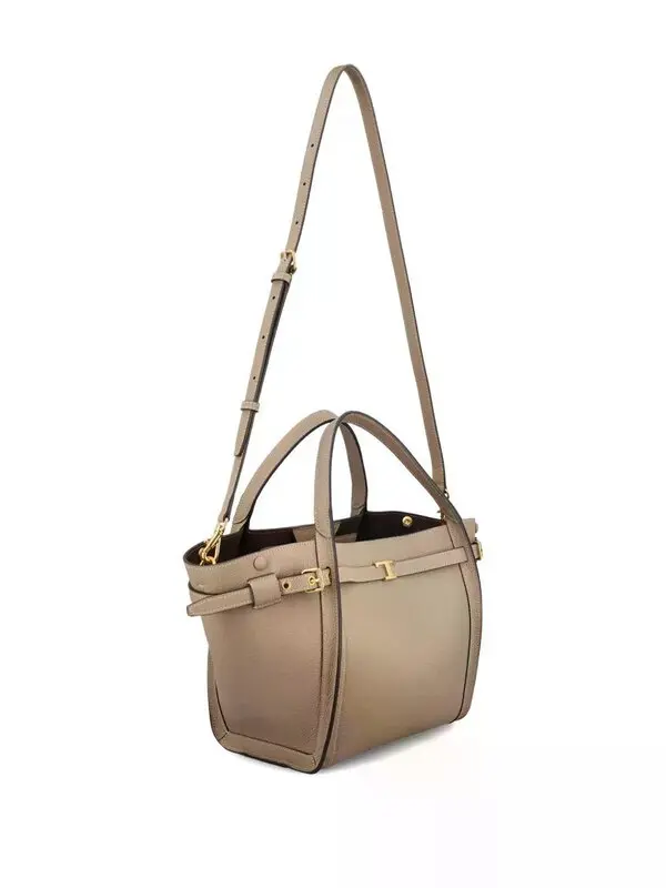 TOD'S Small Leather Tote Bag With Metal Detail - Grey