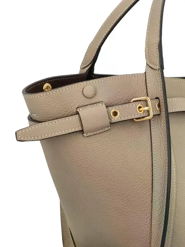 TOD'S Small Leather Tote Bag With Metal Detail - Grey